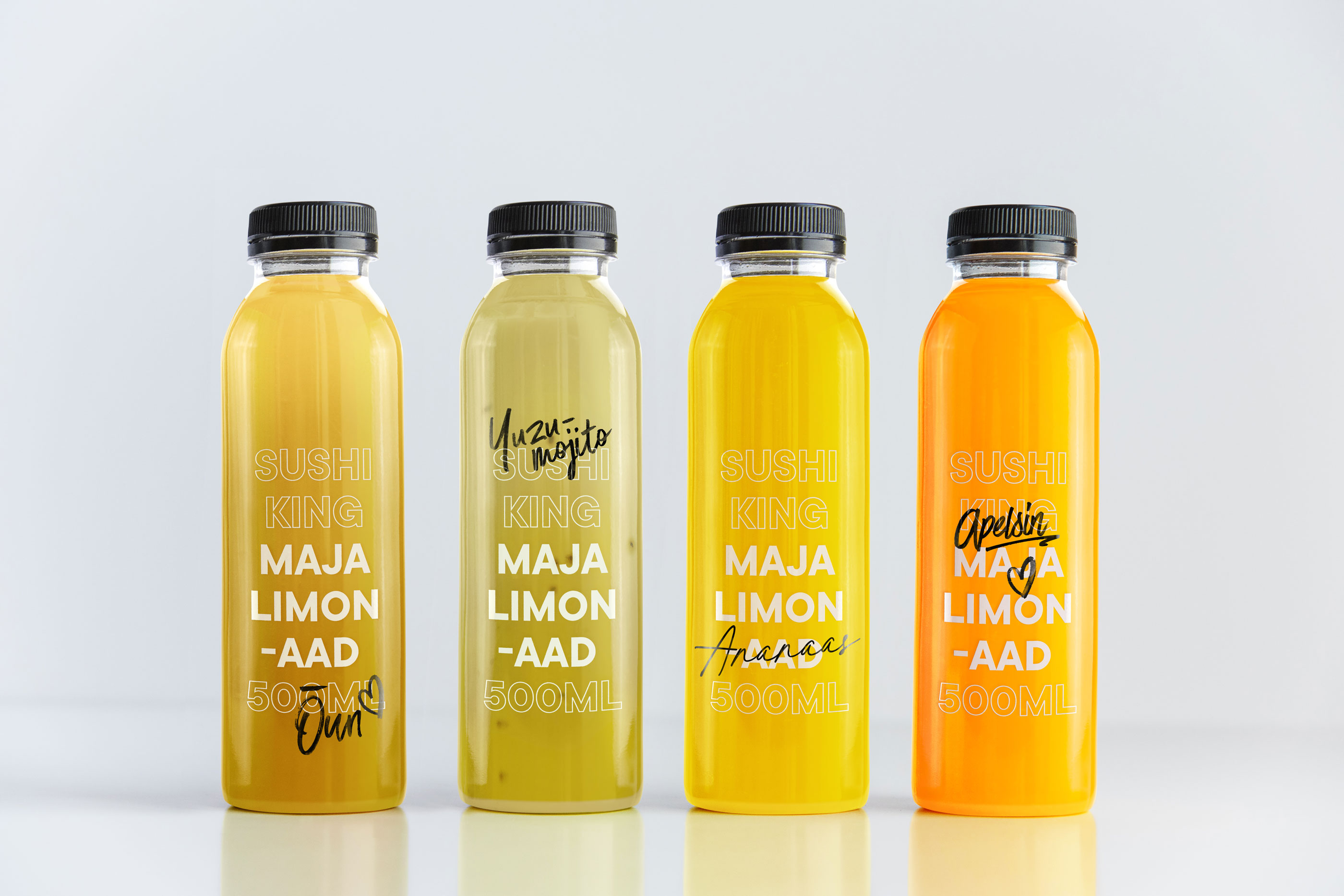 Label design for Sushi King juices — Designed by Anton Burmistrov
