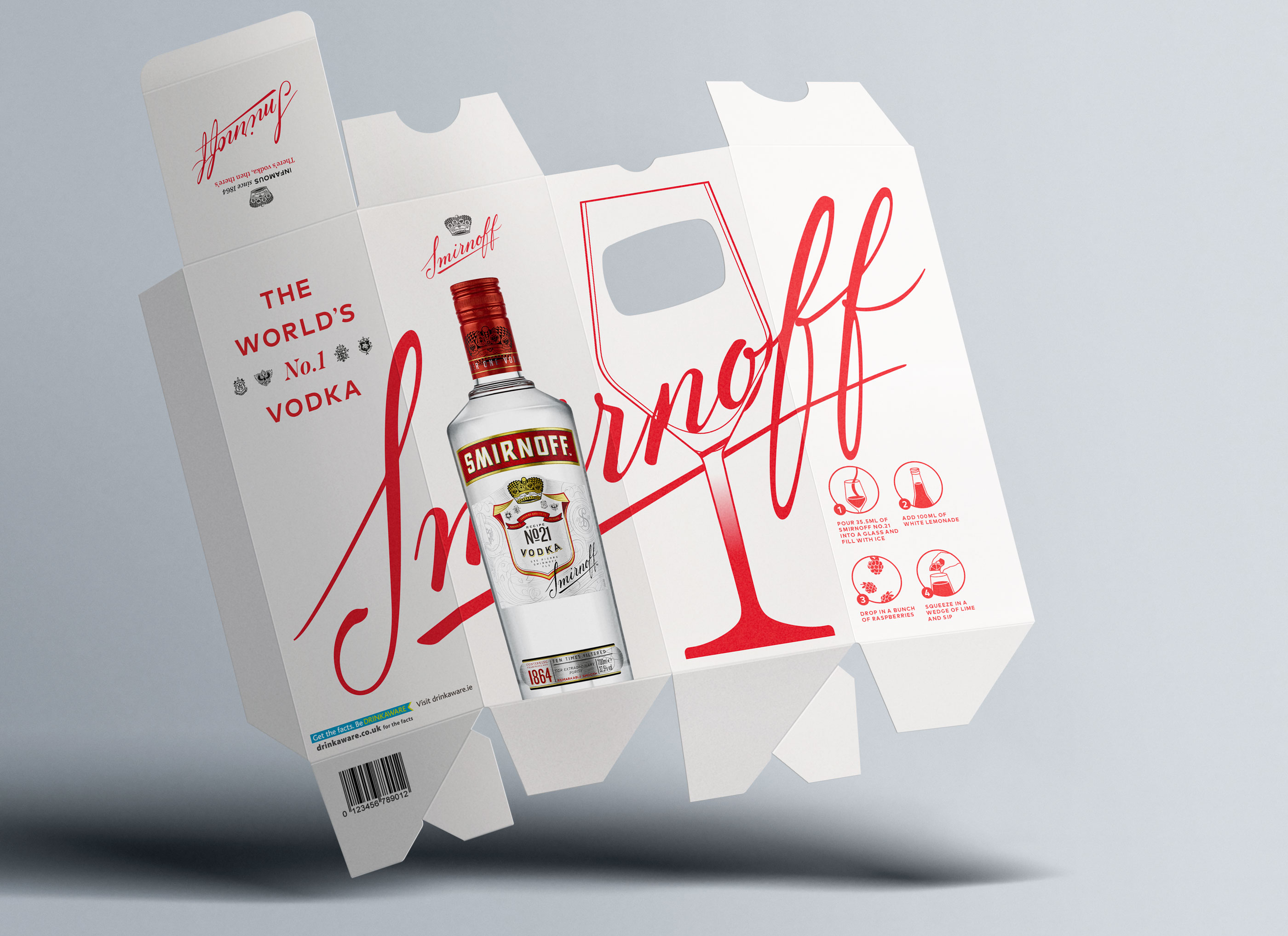 Packaging design for the new Smirnoff Light Long Serve glass — Designed ...